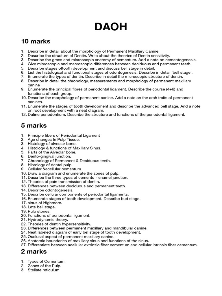 2nd Internal Pyqs | PDF | Common Carotid Artery | Human Tooth