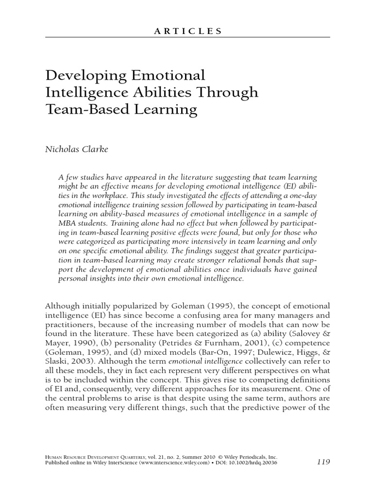 Developing Emotional Intelligence | PDF | Emotional Intelligence ...