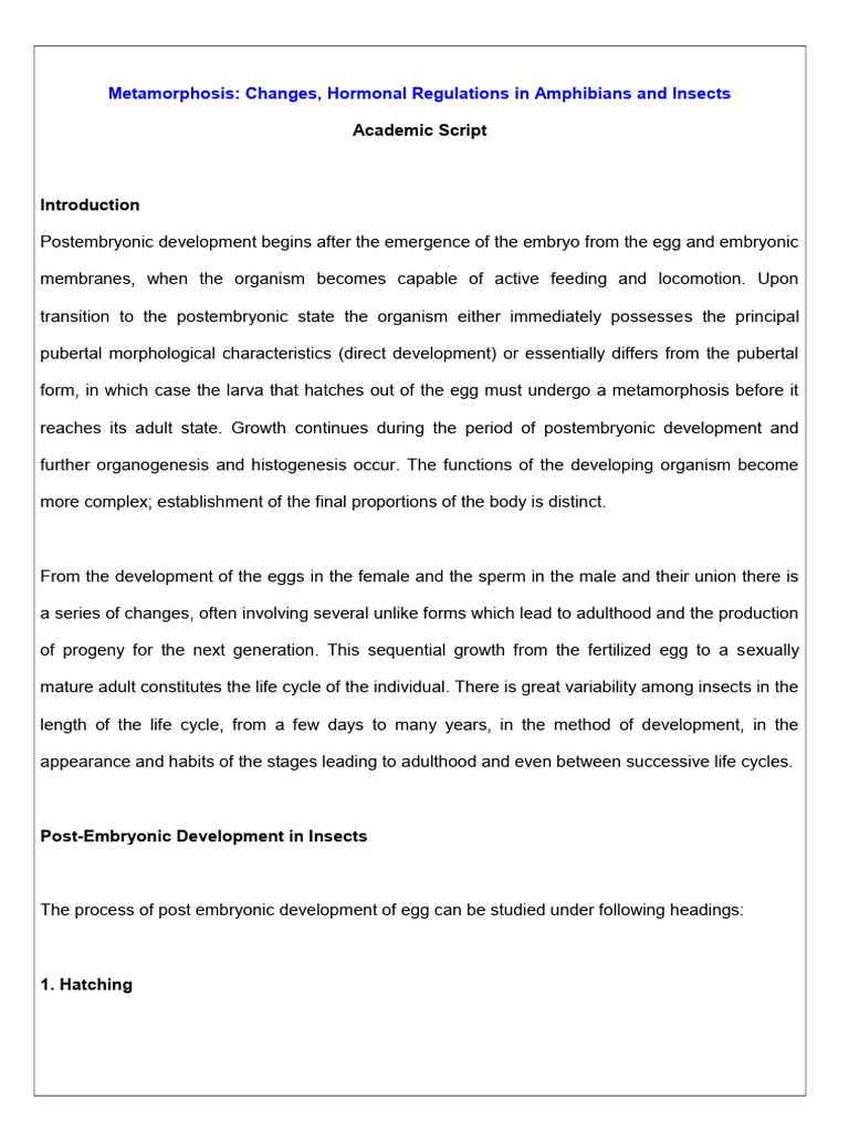 Hormonal Control in Amphibian Metamorphosis | PDF | Pupa | Amphibian