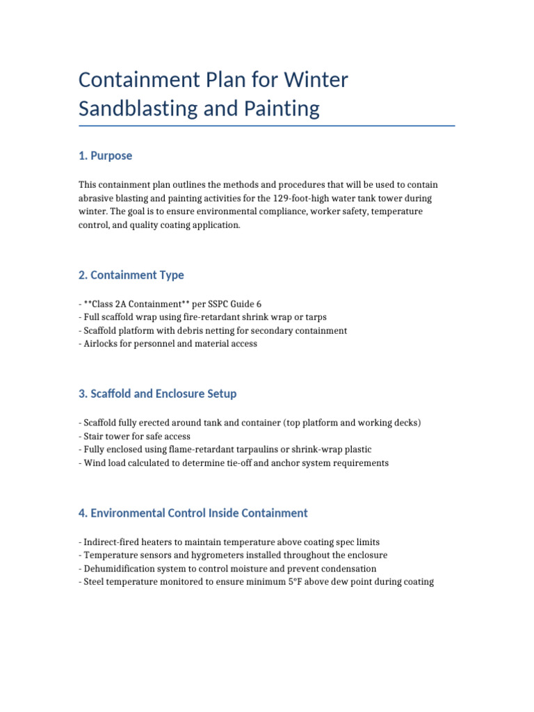 Winter Sandblasting Containment Plan | PDF