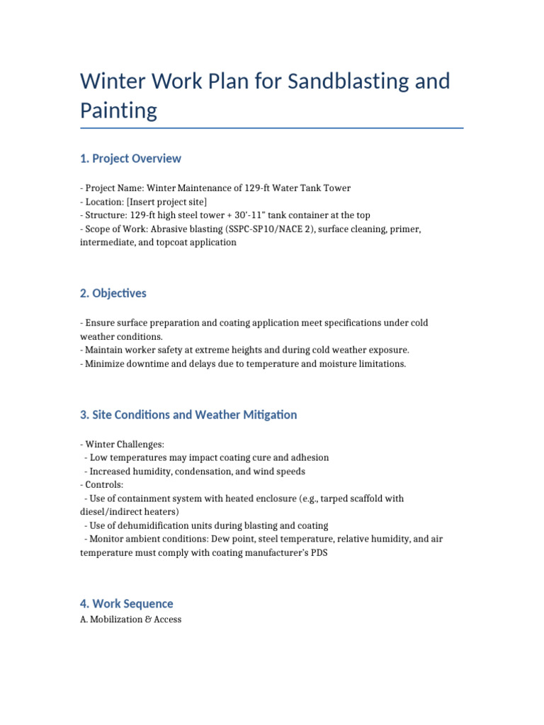 Winter Work Plan Water Tank Tower | PDF | Humidity | Applied And ...