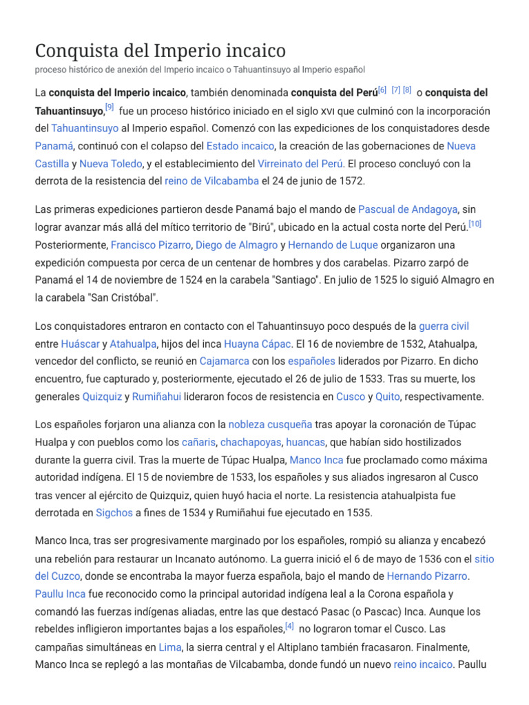 Conquista Del Imperio Incaico - Wikipedia, La Enciclopedia Libre | PDF ...