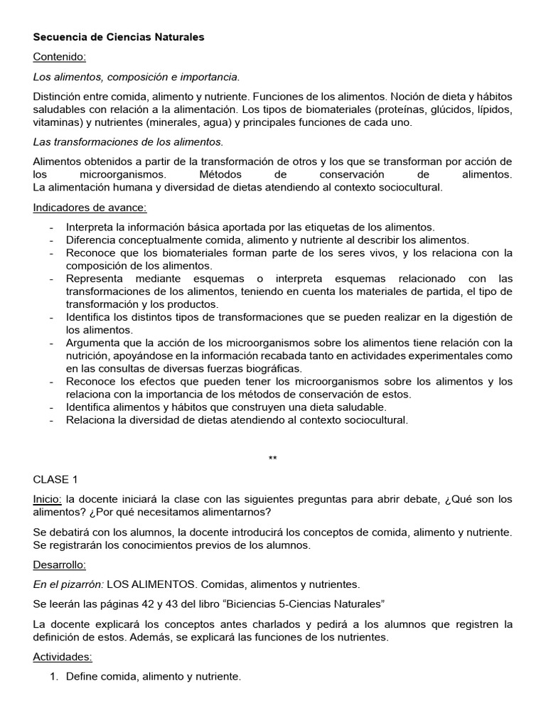 Alimentos y Nutrición: Guía Educativa | PDF | Sonido | Alimentos