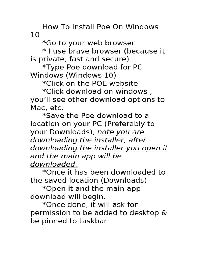 How To Install Poe On Windows 10 (Fist | PDF