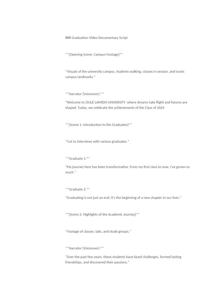 Graduation Video Documentary Script | PDF