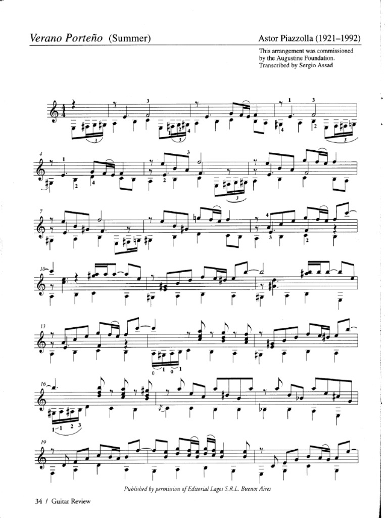 Astor Piazzolla - 4 Estaciones (Sergio Assad) | PDF