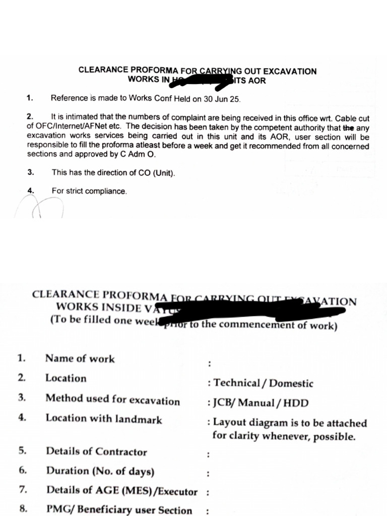 Excavation Clearance Form | PDF