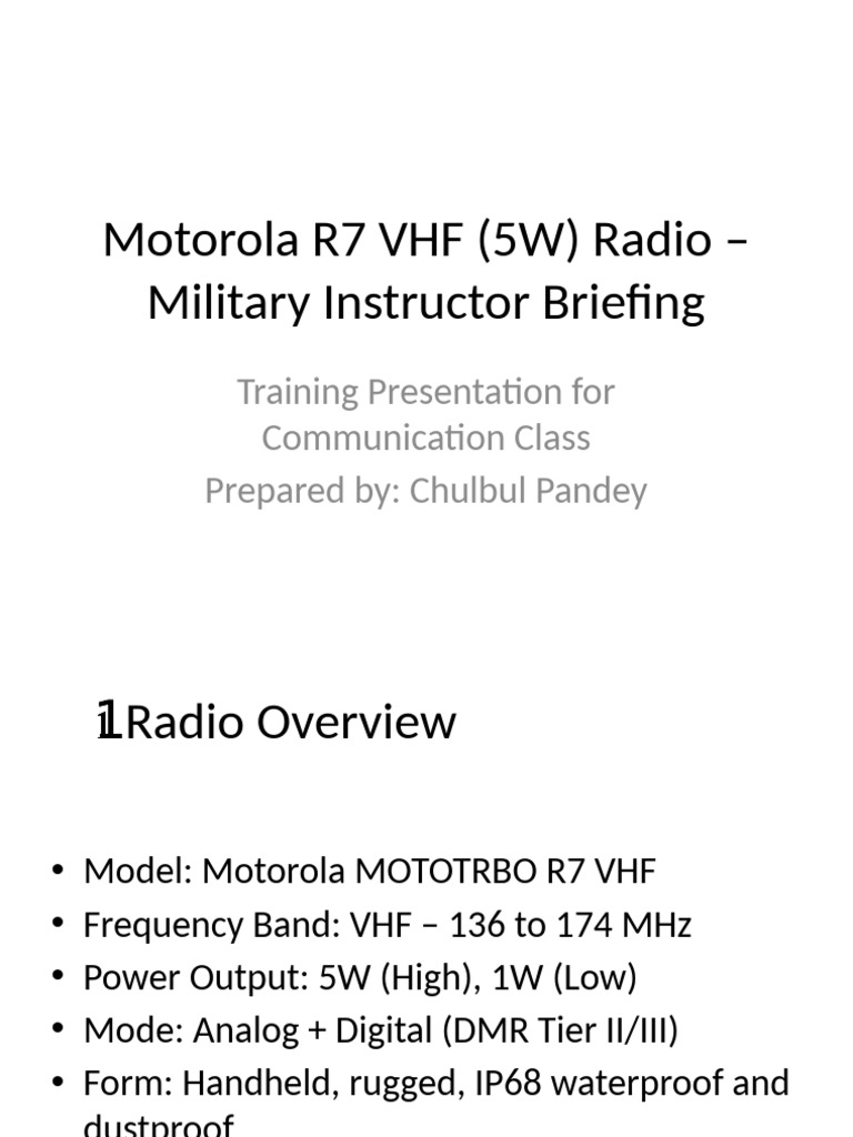 Motorola R7 VHF Radio Training Guide | PDF