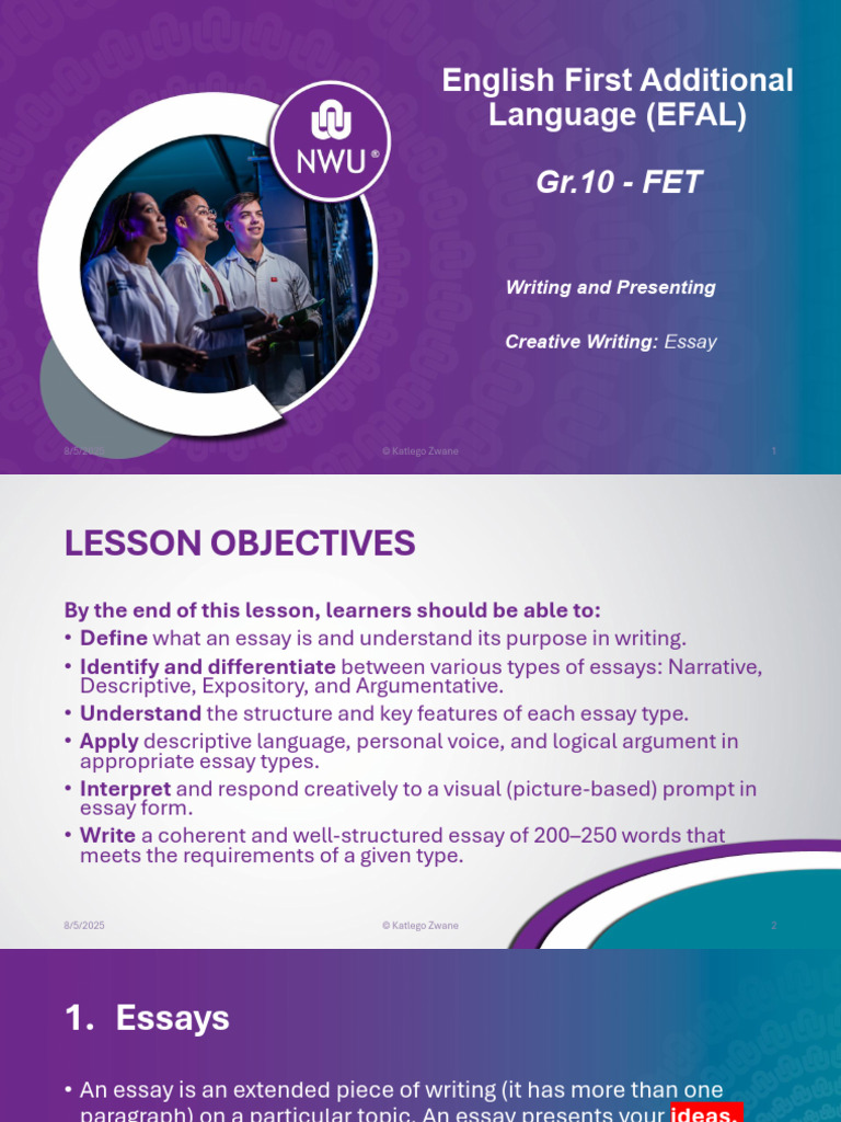 Lesson 7 - Essay Writing | PDF | Essays | Human Communication