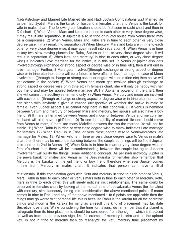 Nadi Astrology and Married Life Married Life | PDF | Planets In Astrology | Hindu Astrology