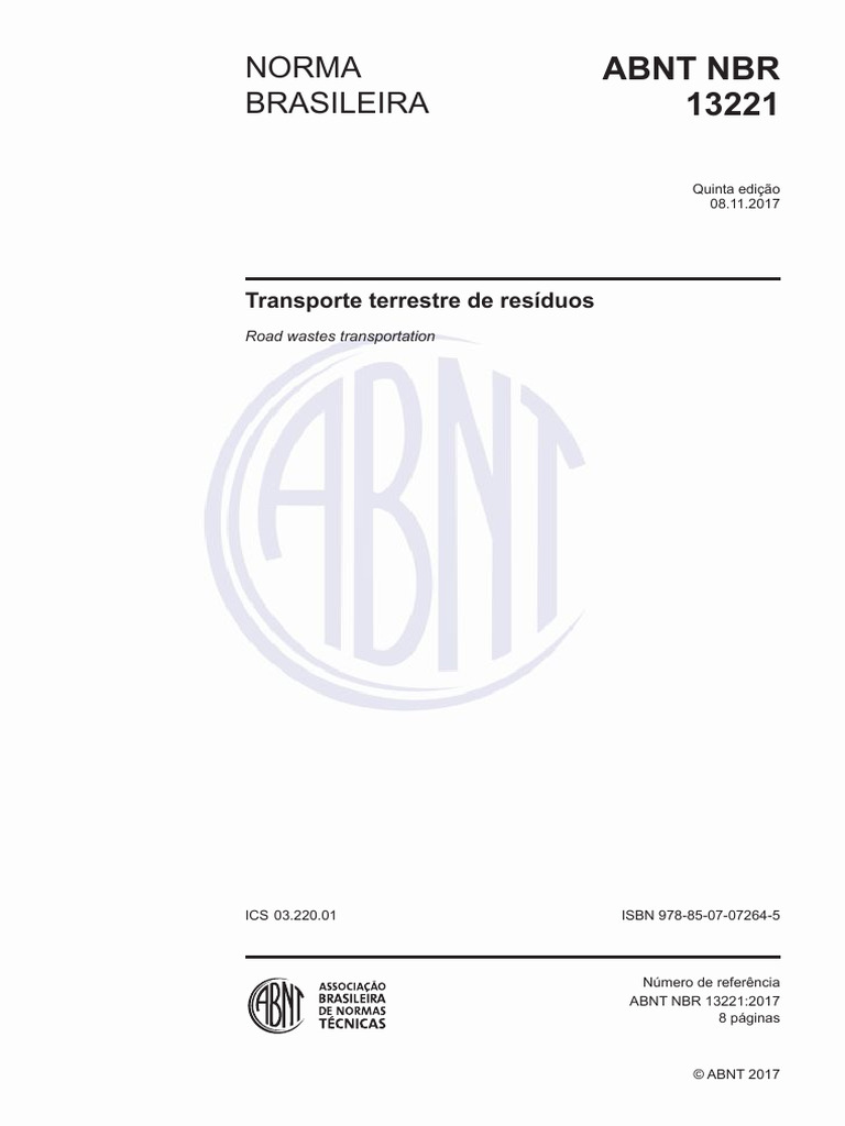 Transporte de Resíduos Perigosos ABNT NBR 13221 | PDF | Desperdício