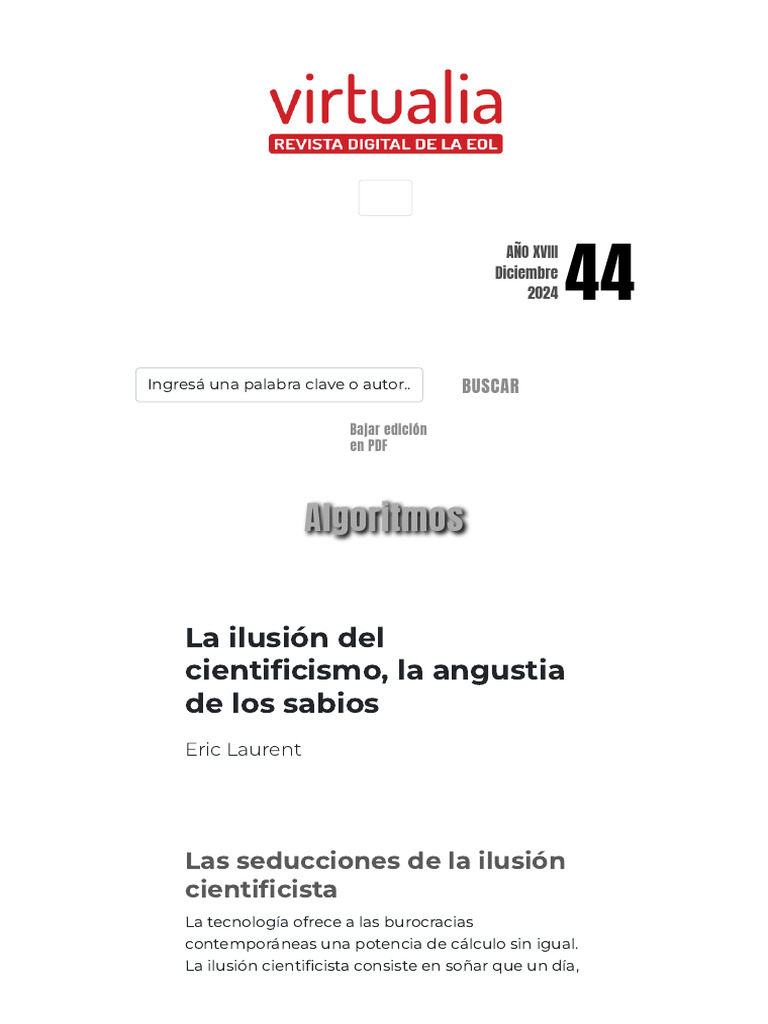Laurent La Ilusión Del Cientificismo, La Angustia de Los Sabios | PDF | Manual Diagnóstico y ...