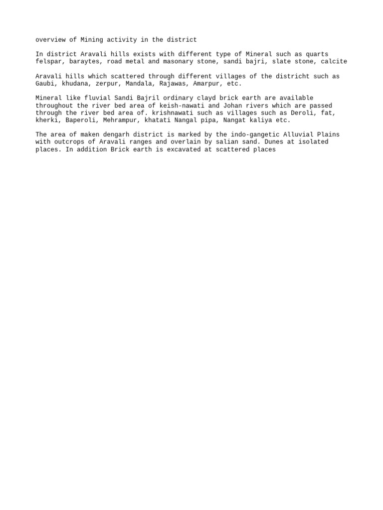 Mining Overview in Aravali District | PDF