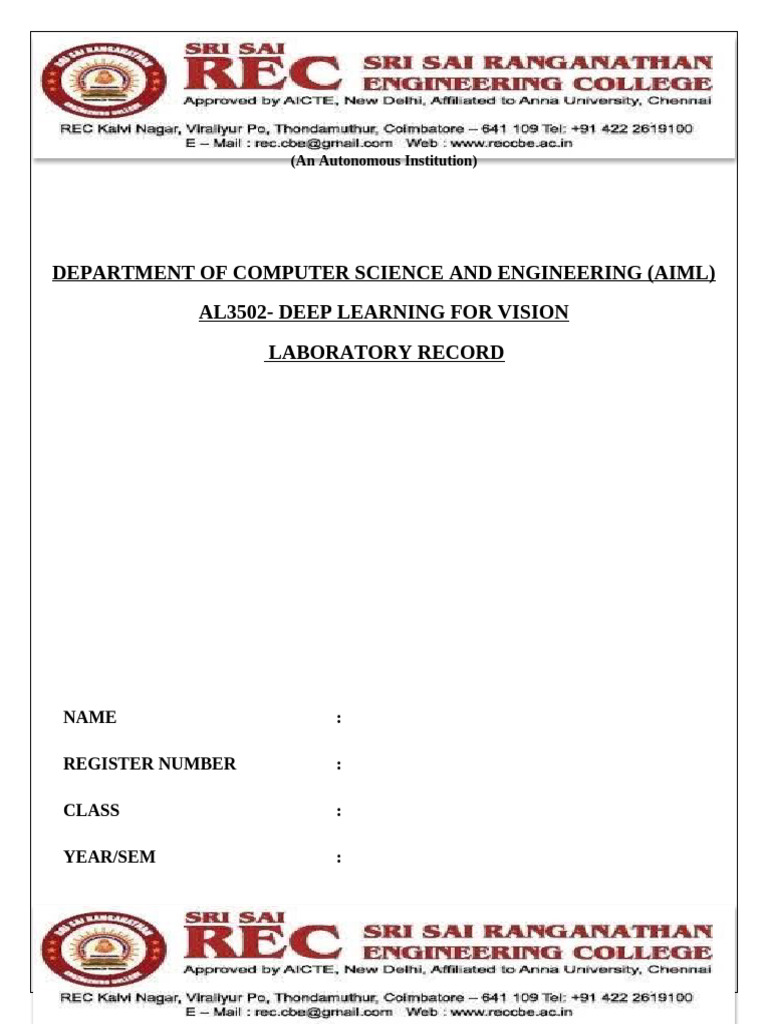 AL3502 Deep Learning for Vision Lab Report | PDF | Computer Vision ...