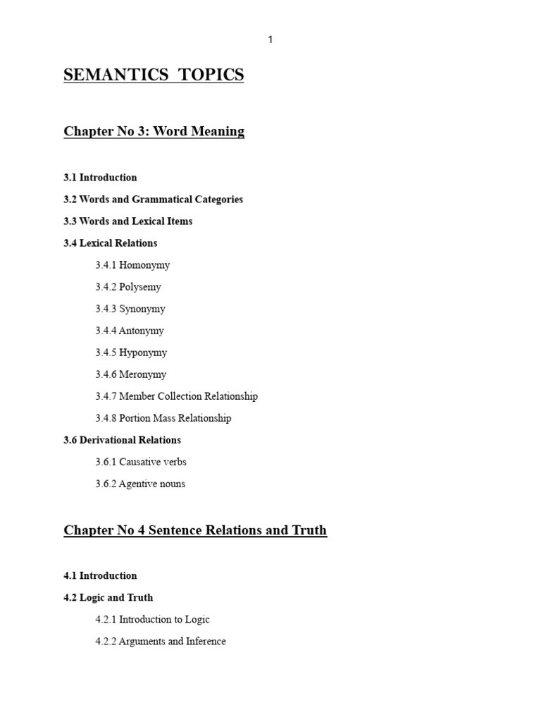 Semantics Topics | PDF