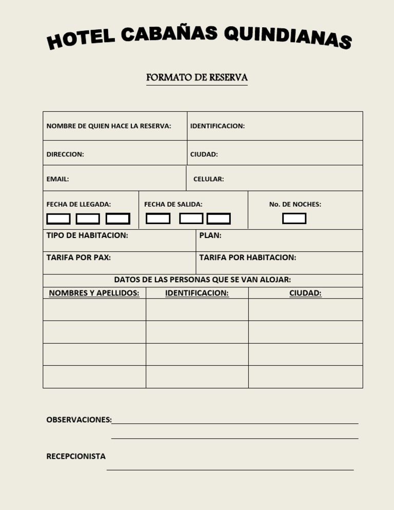 Formato de Reserva | PDF