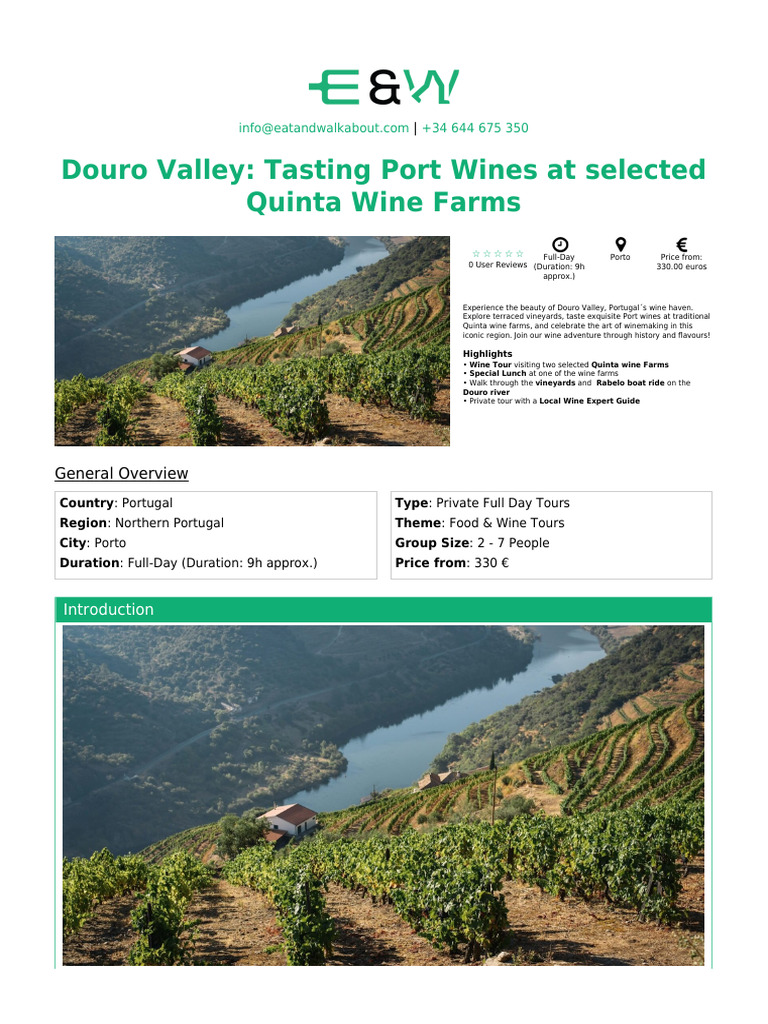 Douro Valley Tasting Port Wines at Selected Quinta Wine Farms | PDF ...