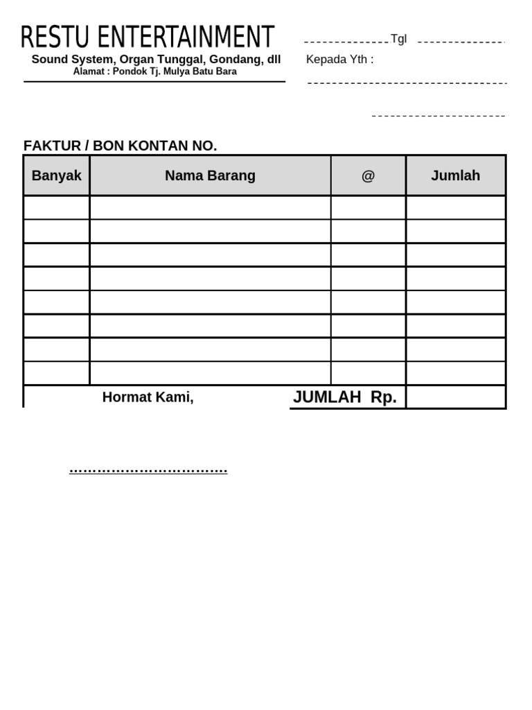 Bon Faktur Wak Sukar 1 Rim | PDF
