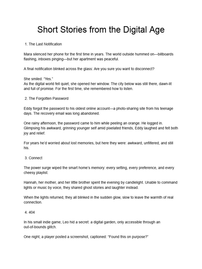 Digital Short Stories: Connection & Memory | PDF