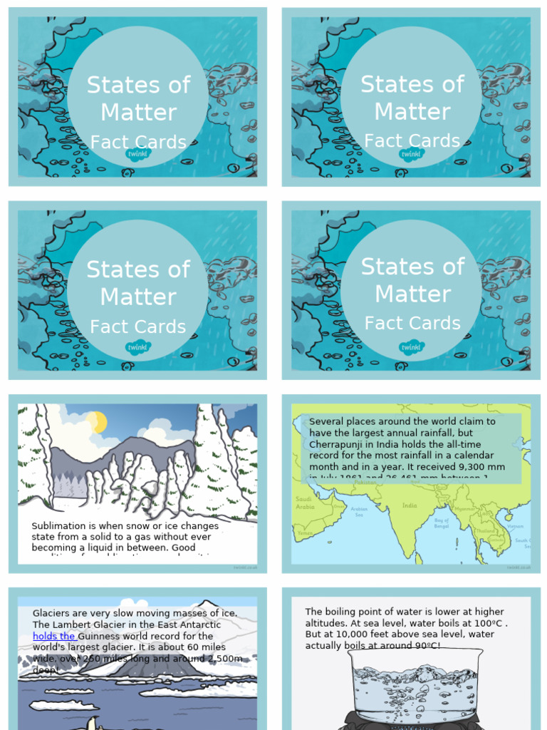States of Matter Fact Cards Editable | PDF | Atmosphere Of Earth | Liquids