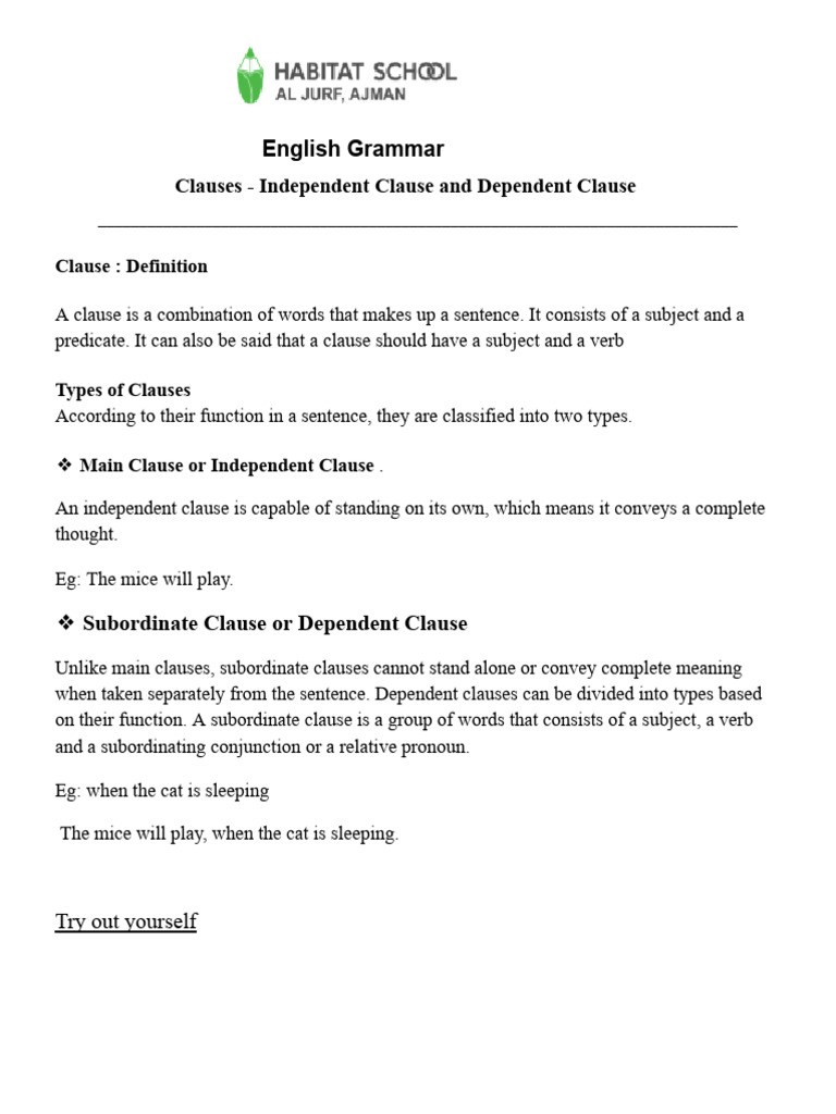 Notes On Clauses Ind N Dep | PDF