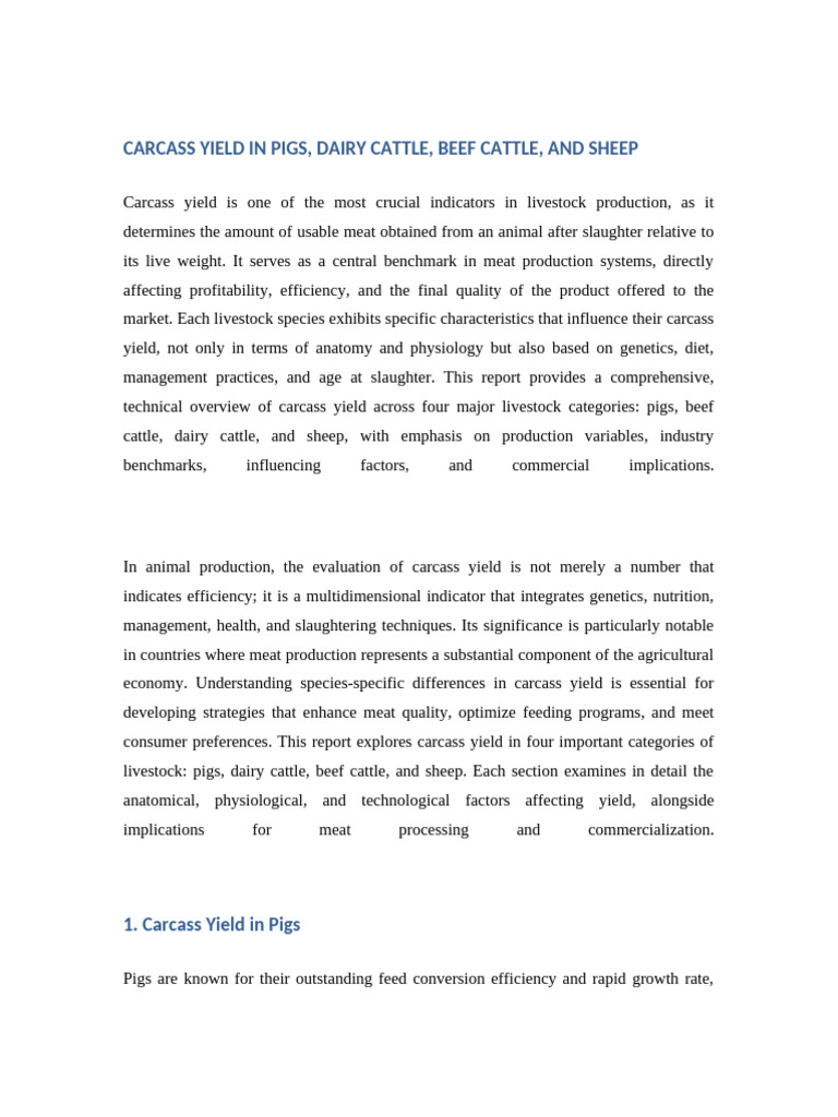 Carcass Yield Report English | PDF | Meat | Livestock