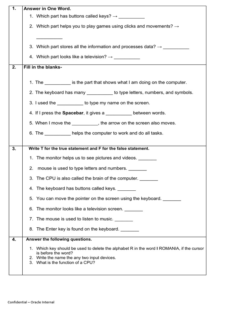 Computer Parts and Functions Quiz | PDF
