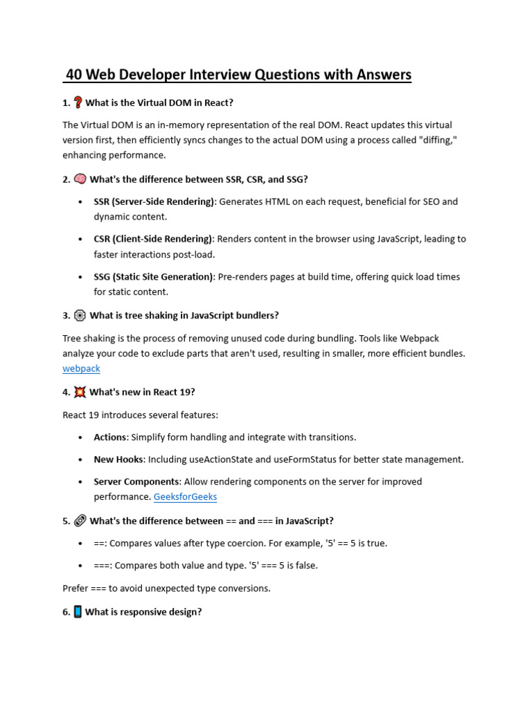 Interview QN Ans 40 Webdev | PDF | Dynamic Web Page | World Wide Web