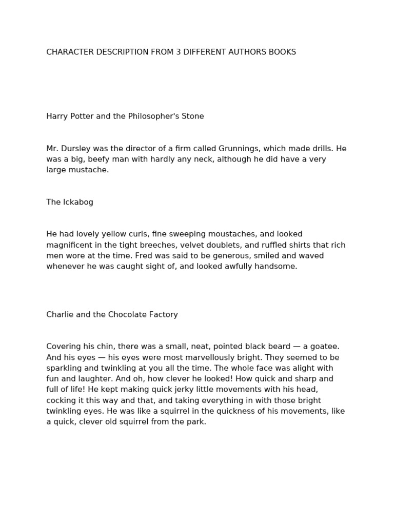 Character Descriptions from Classic Literature | PDF | Ebenezer Scrooge ...