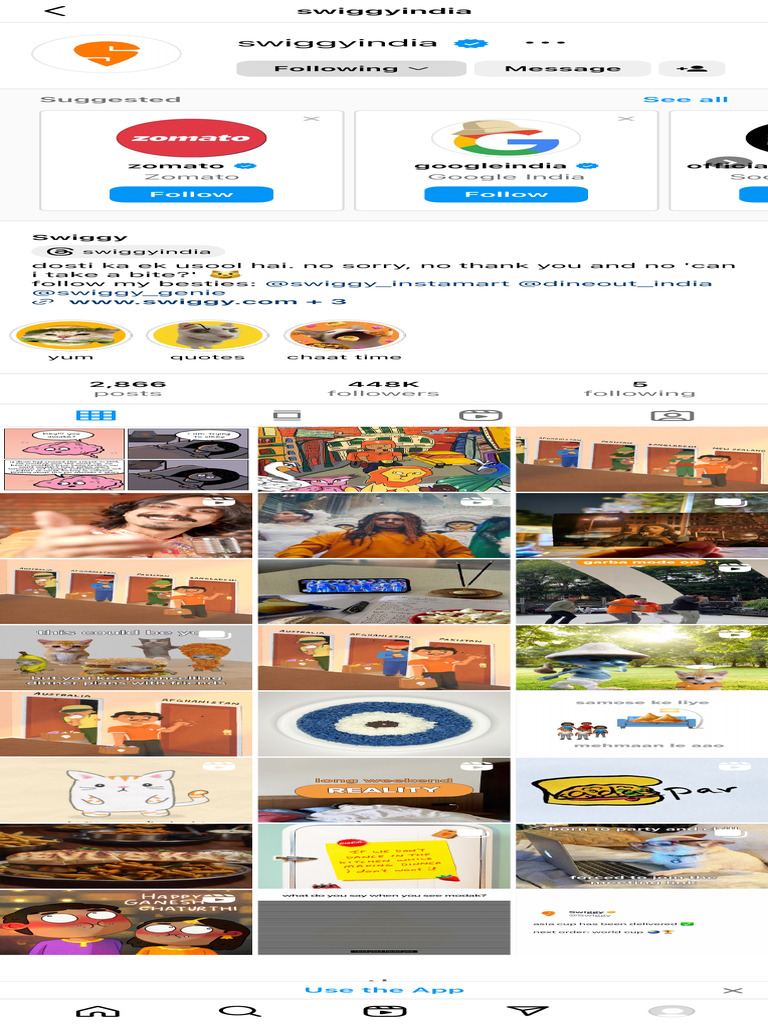 Swiggy India Instagram Highlights | PDF