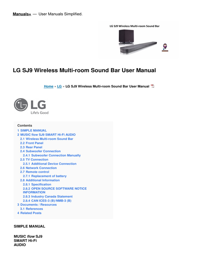 sj9 Wireless Multi Room Sound Bar Manual | PDF | Hdmi | Television