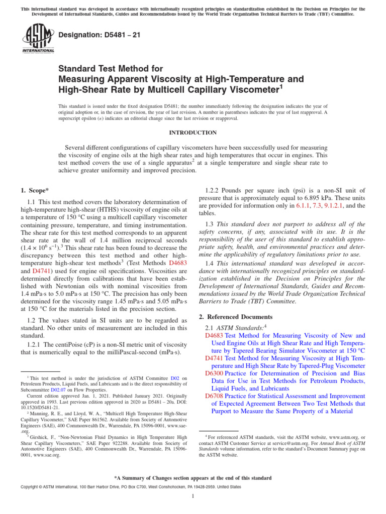 High-Temperature Viscosity Testing Standard | PDF | Viscosity | Shear ...