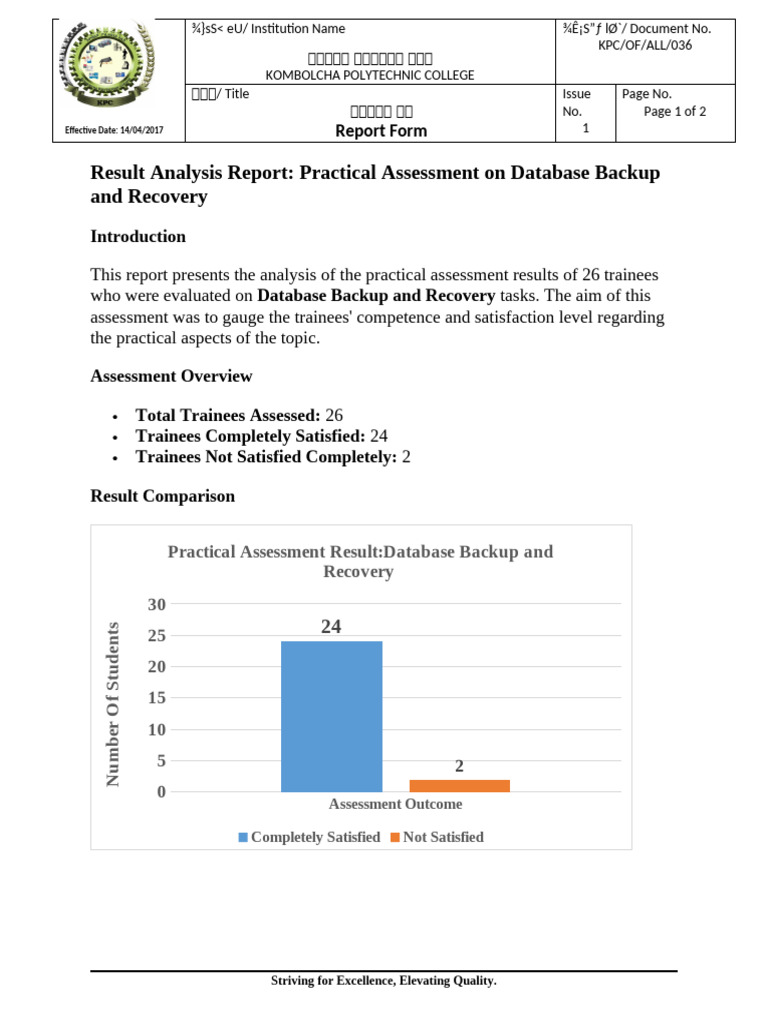 Analysis Report on Database Backup and Recovery | PDF | Backup | Computer Data Storage
