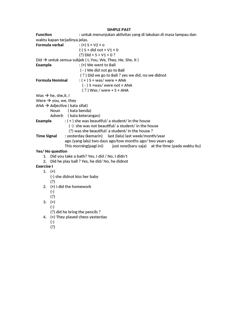 Simple Past Tense Overview | PDF