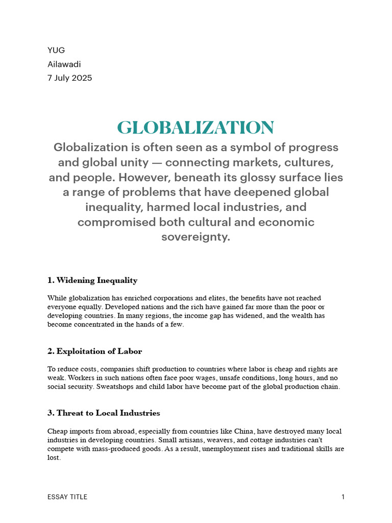 Globalization | PDF | Globalization | Developing Country