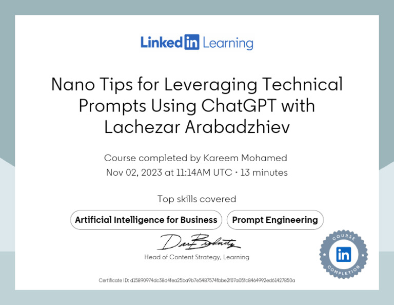 LinkedIn Learning Certificate | PDF