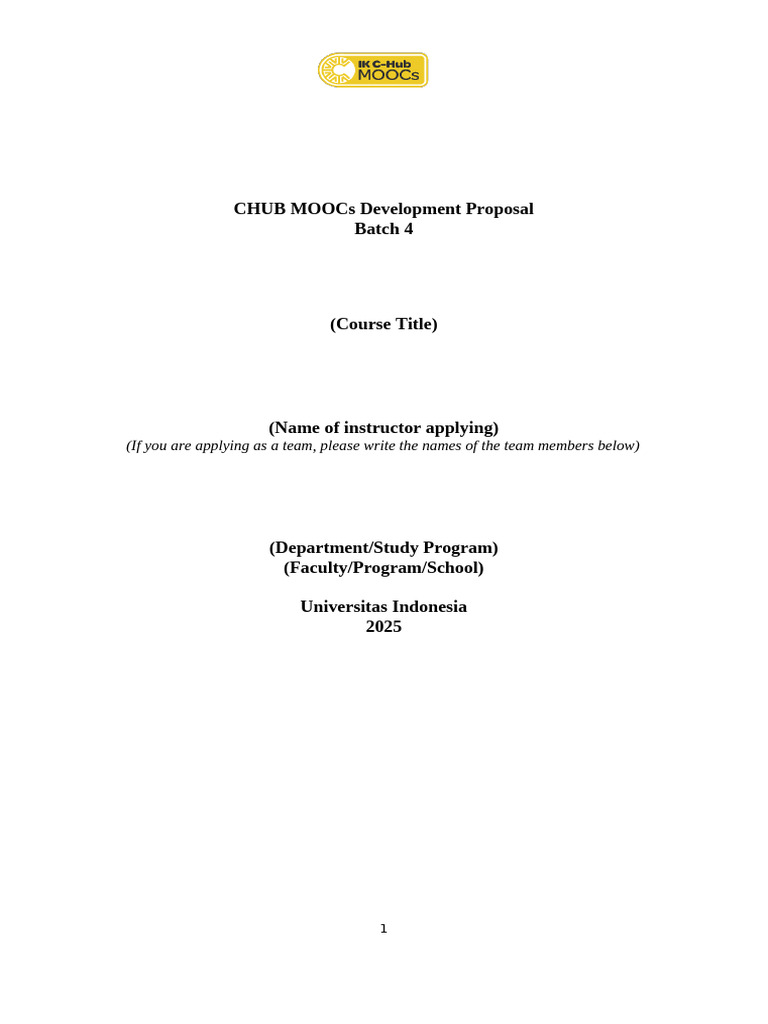 Template - MOOCs Development Proposal (Ver - 3.0) - June 2025 | PDF ...