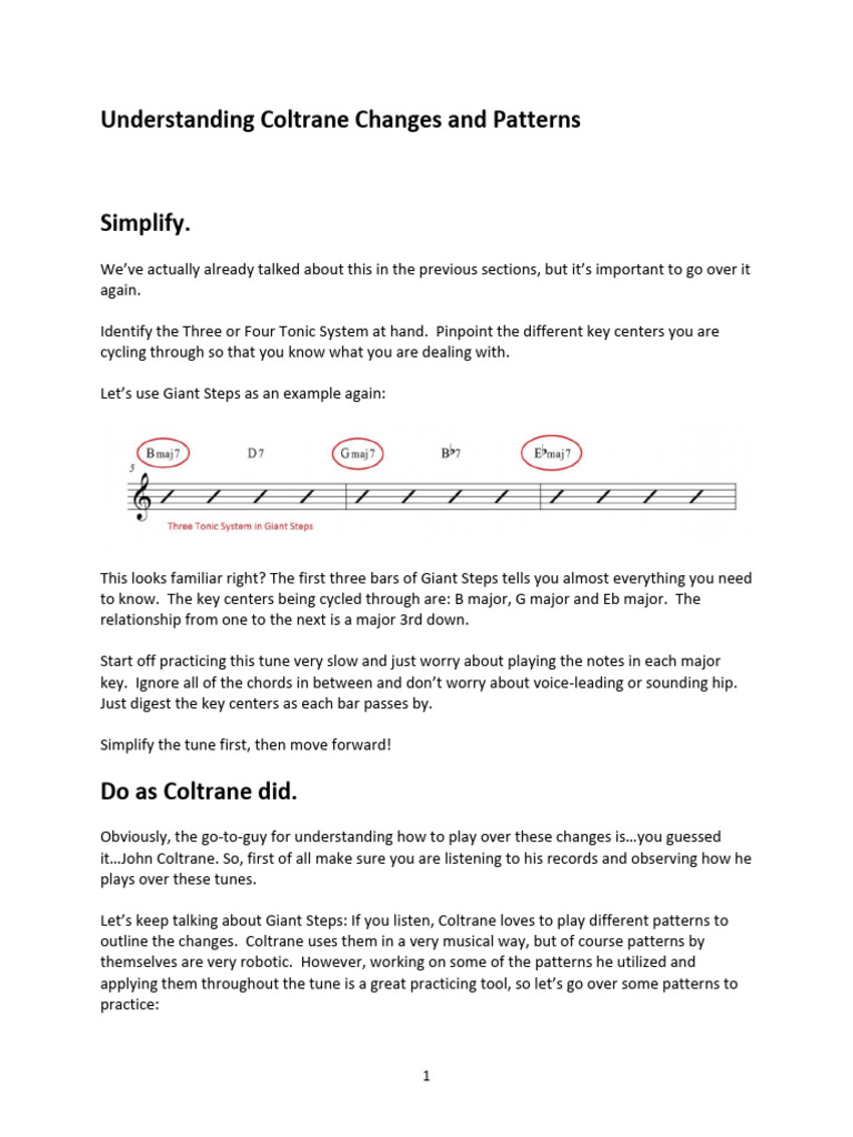 Understanding Coltrane Changes and Patterns | PDF | Chord (Music) | Pitch (Music)