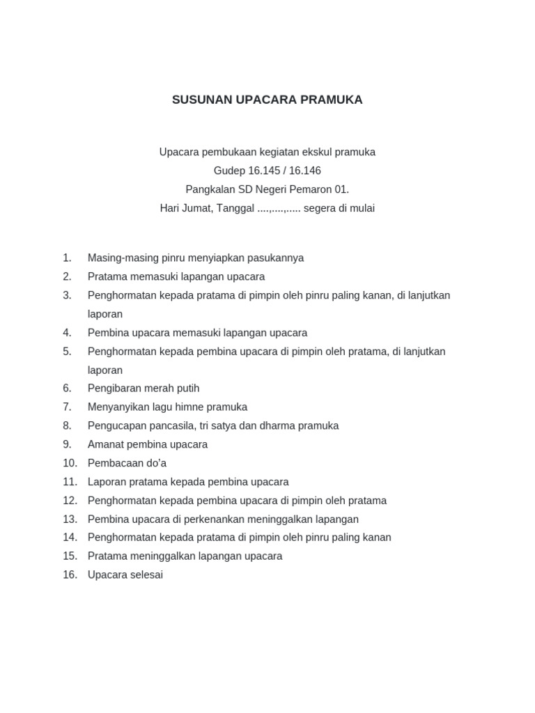 Susunan Upacara Pramuka | PDF