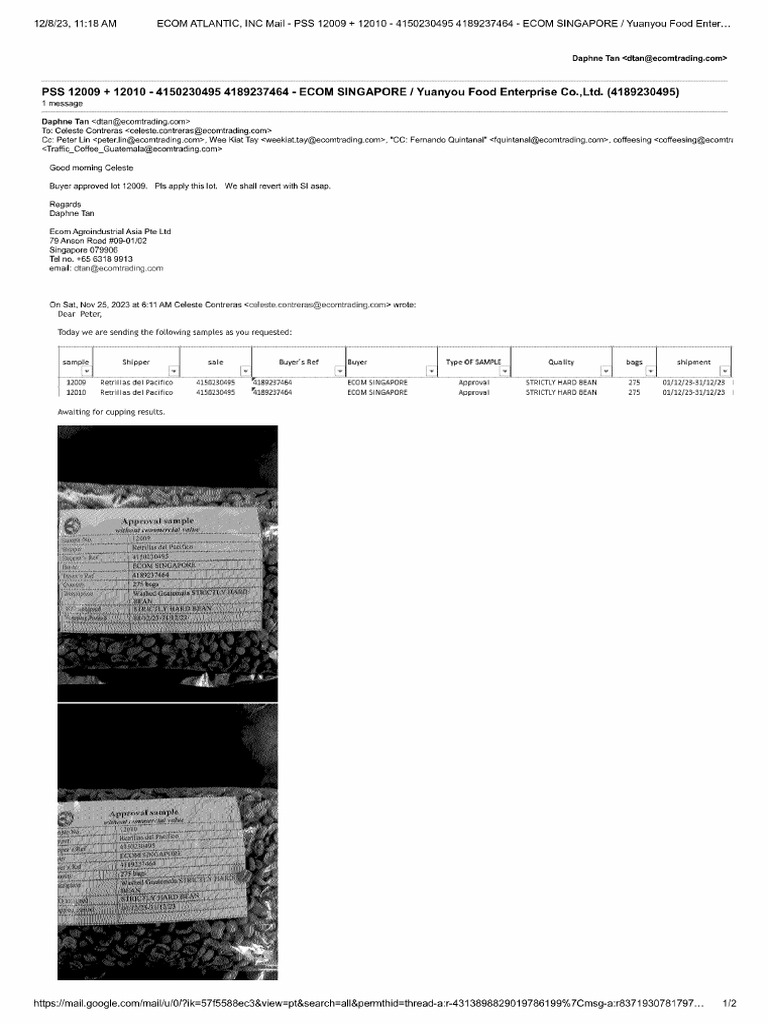 Sample Order - Date Sent, Date Approved (12!11!2023) - Pss Approved ...