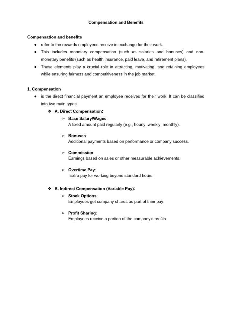 Compensation and Benefits | PDF