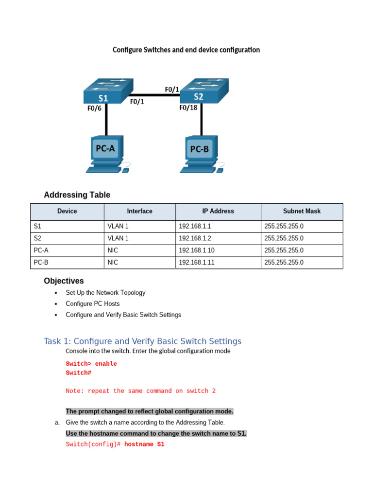 Configure Switches and End Device Configuration | PDF | Domain Name System | Network Switch