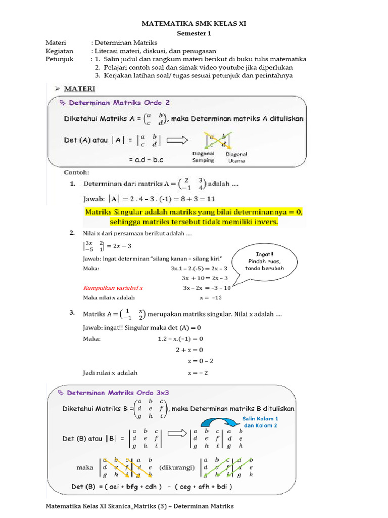 Matriks (3) - Determinan Matriks | PDF