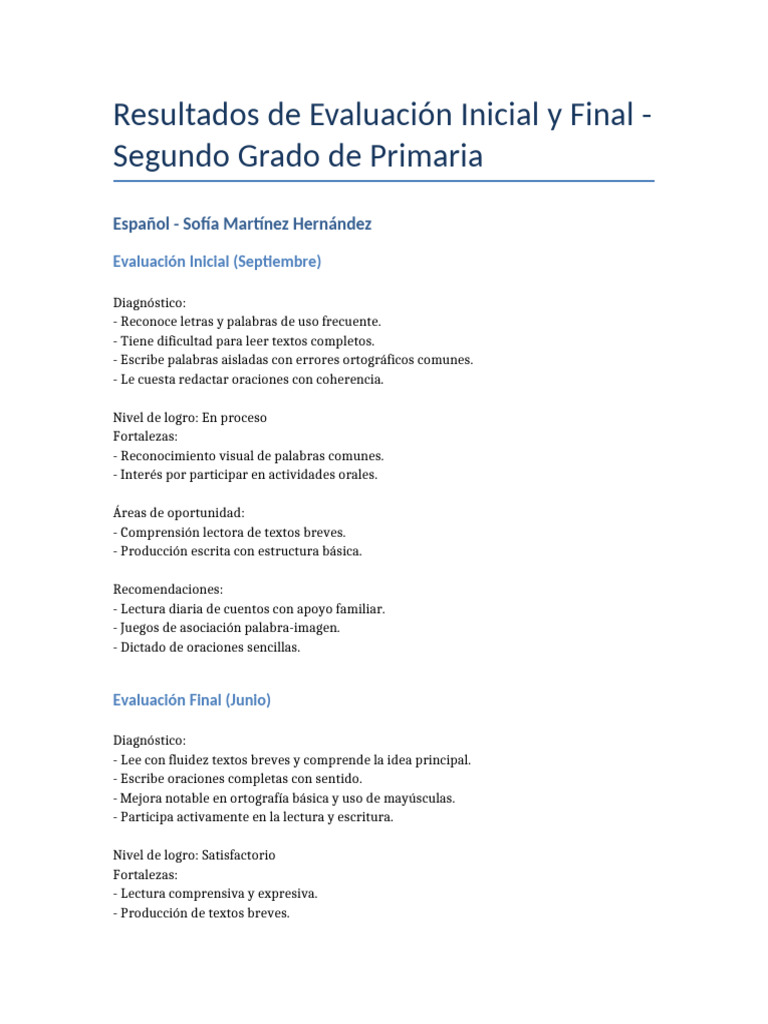 Evaluación de Segundo Grado: Español y Matemáticas | PDF | Comprensión ...