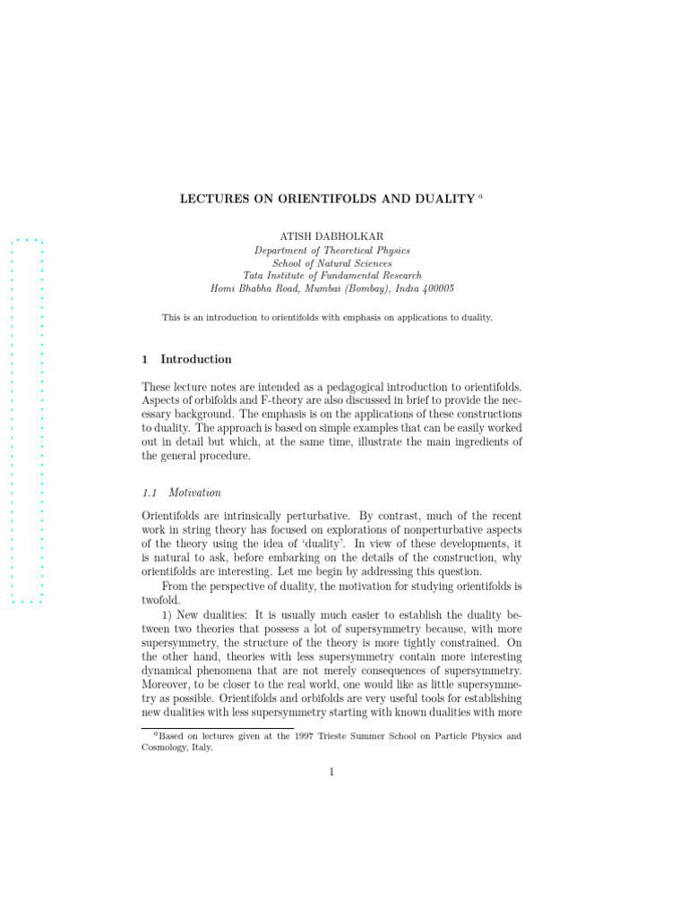 Lectures On Orientifolds and Duality | PDF | String Theory ...