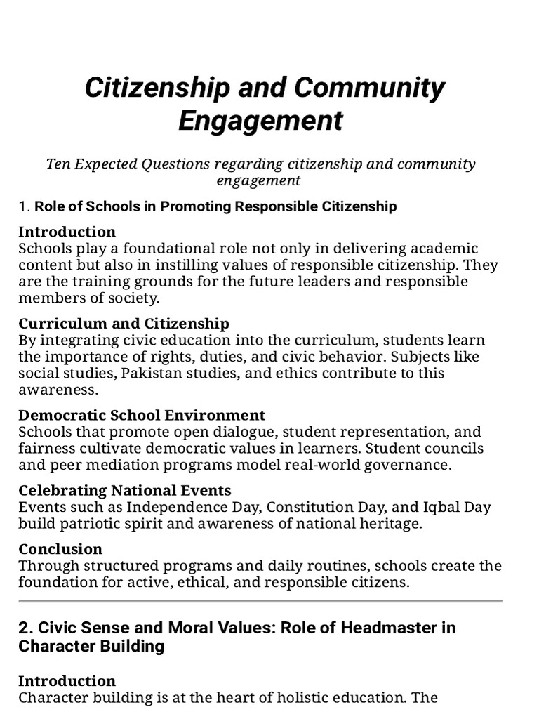 Citizenship and Community Engagement | PDF | Citizenship | Civic Engagement