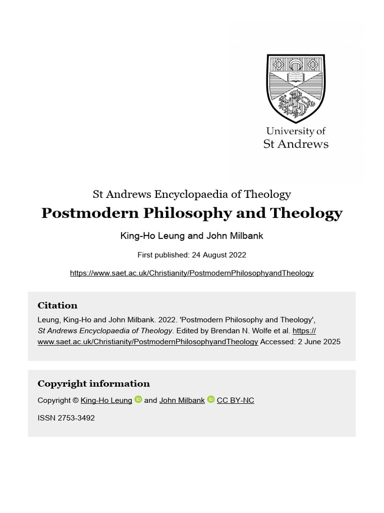 Postmodern Philosophy and Theology | PDF | Postmodernism | Gilles Deleuze