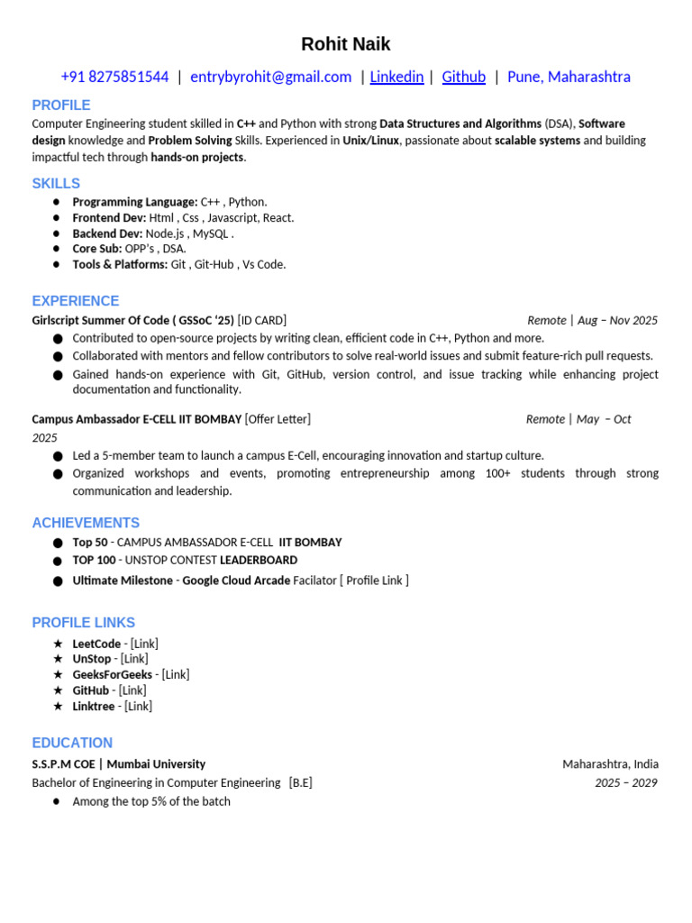 Rishabh Mishra - Resume Template PDF | PDF