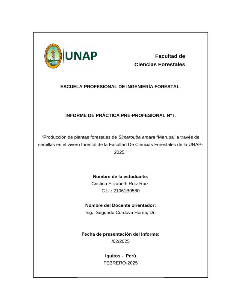Informe de Pp1 Cristina Ruiz Ruiz | PDF | Siembra | Los bosques