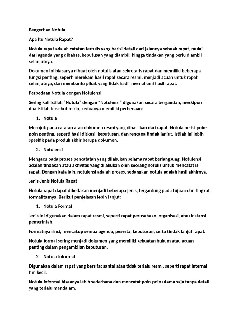 Pengertian Notula | PDF